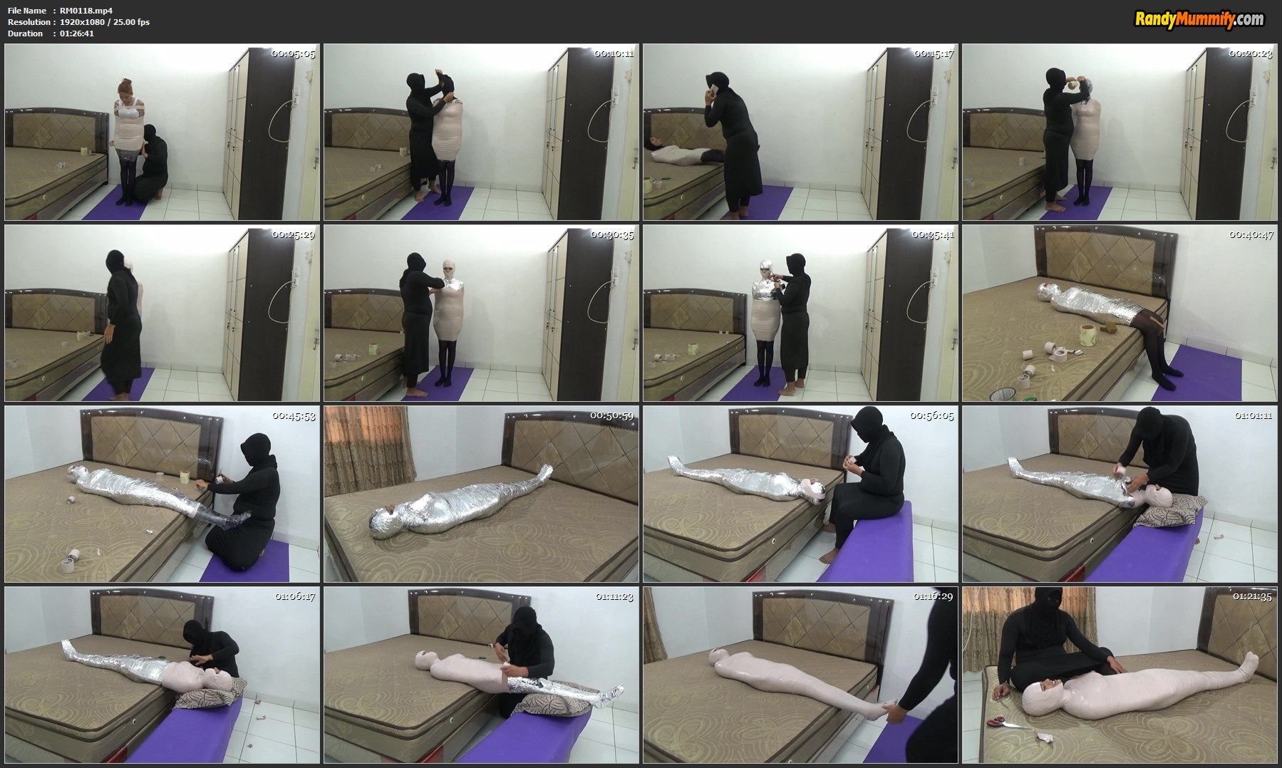 [RM118] Beautiful Pakistani girl is wrapped into a mummy with 3 layers of duct tape until her ...